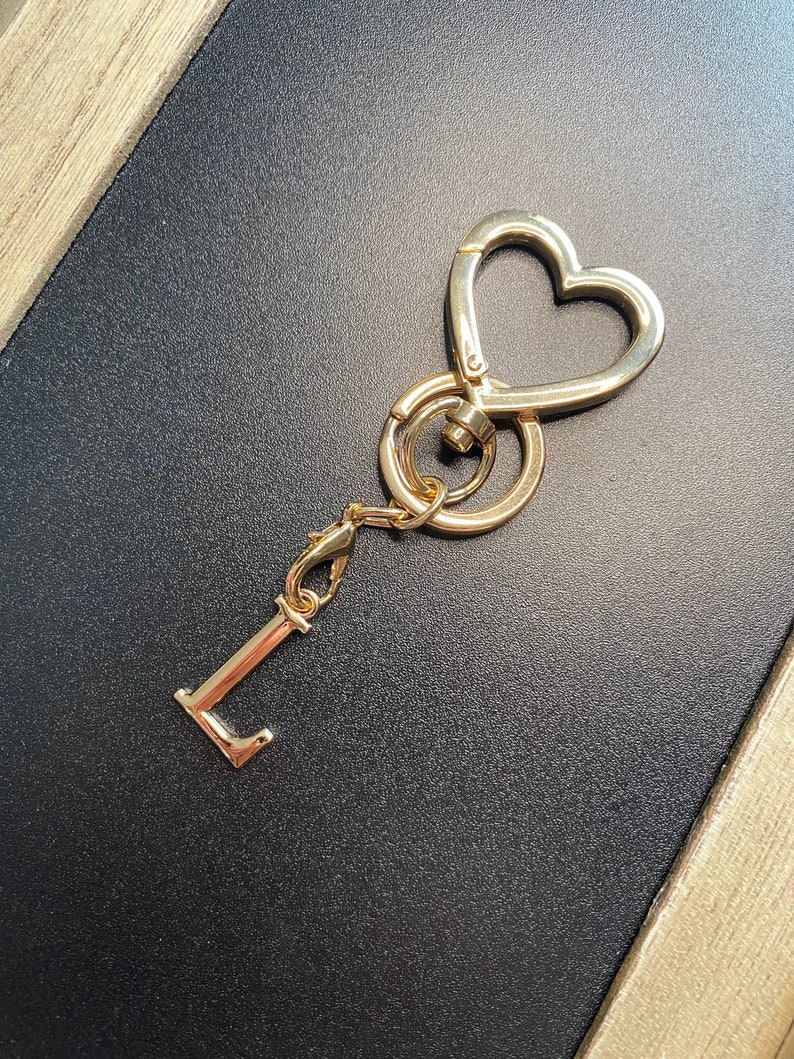 Gold Initial Letter Keychain Bag Charm Purse Charm - Etsy