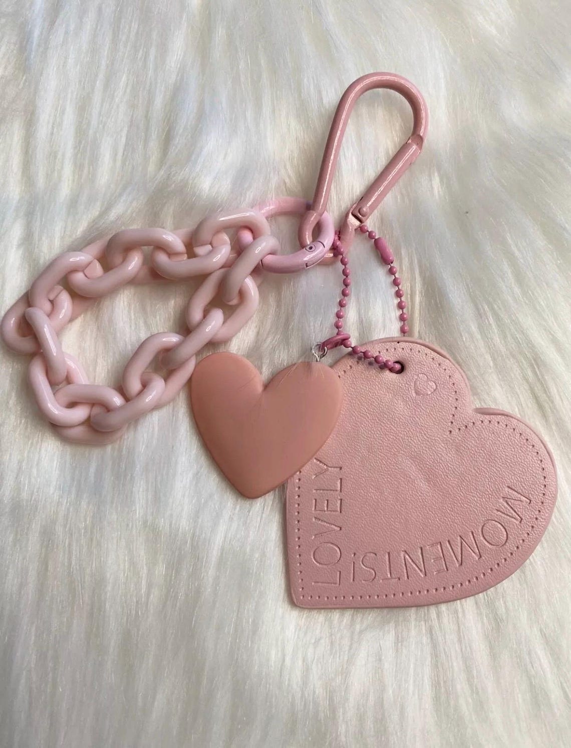 Heart Bag Charm Keychain Keyring Car Key Charm Pink - Etsy