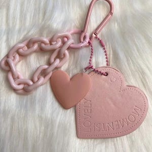 Heart Bag Charm Keychain Keyring Car Key Charm Pink - Etsy