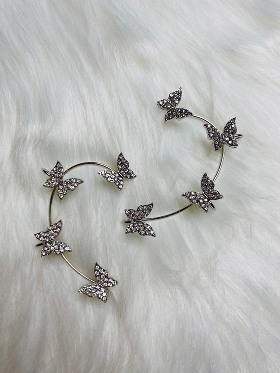 Butterfly Ear Cuff Butterfly Wrap Crawler Earrings Around Ear | Etsy