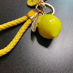 Lemon Keychain Bag Charm Key Ring Fob Yellow Gold With Strap - Etsy