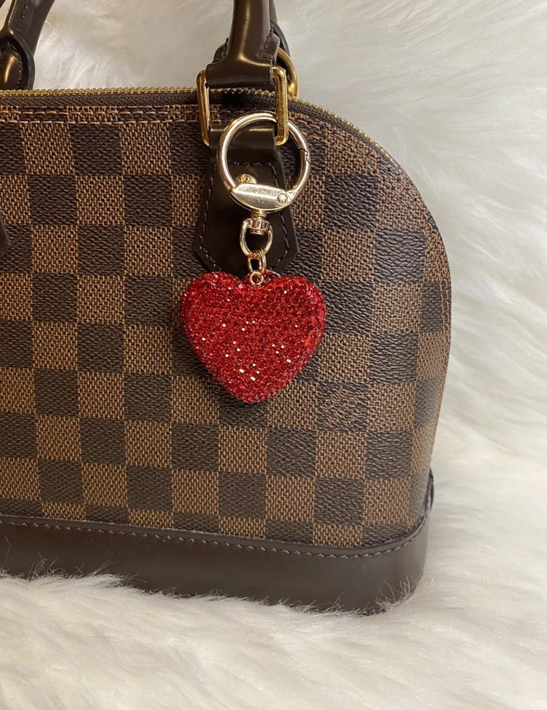3D Full Rhinestone Heart Shape Bag Charm Keychain Silver.red.pink - Etsy