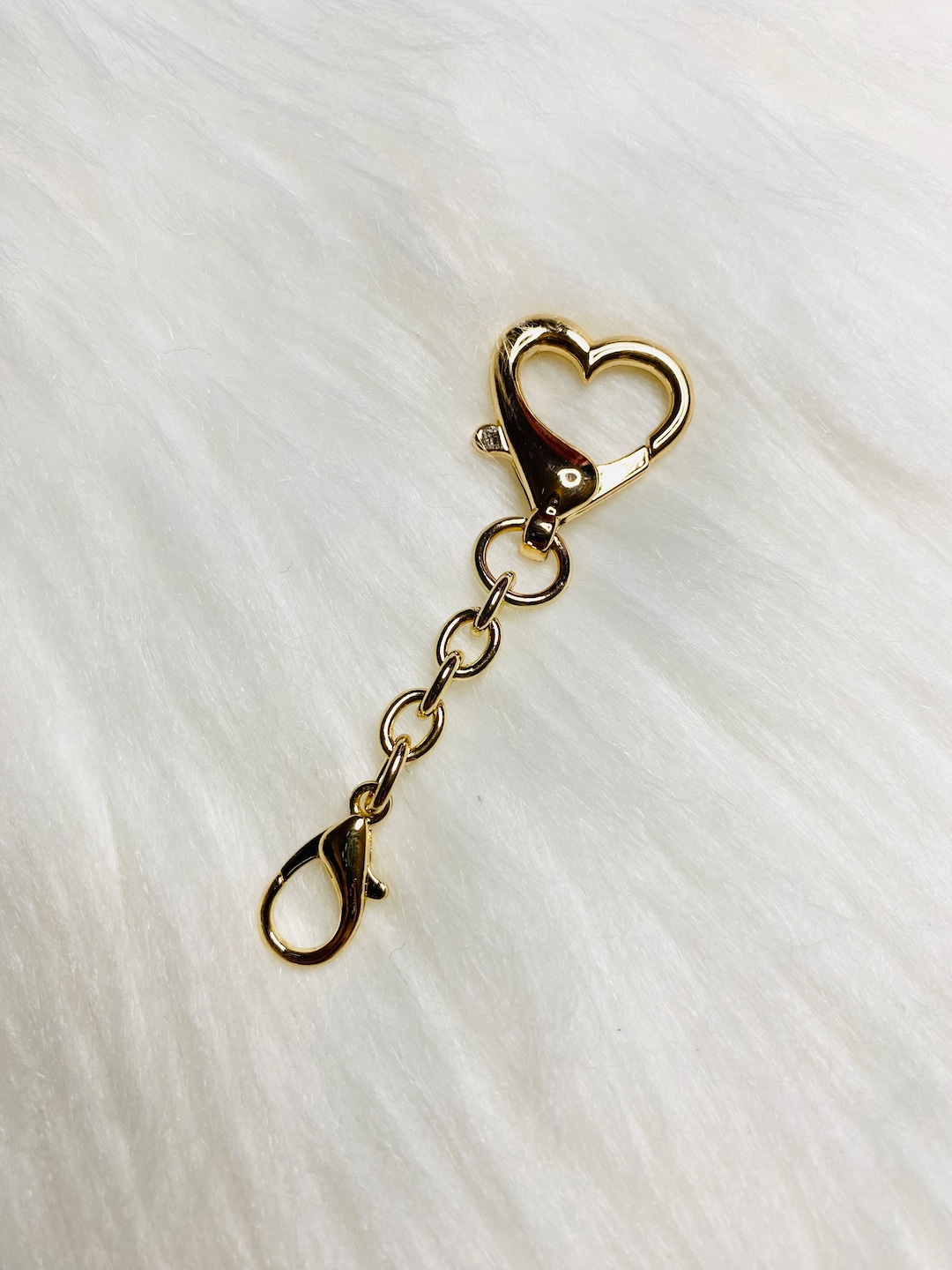 Double Heart Lobster Clasp Clip Keychain DIY Strap or Necklace ...