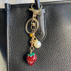 Strawberry Bag Charm Keychain Key Ring Car Charm Red Handmade New - Etsy