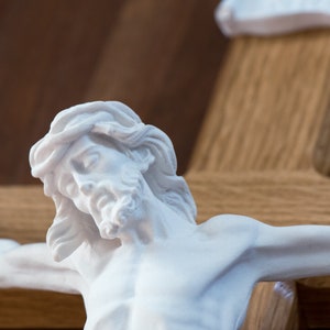 24" White Oak Wall Crucifix With White Corpus - Wood Crucifix - Baptism ...