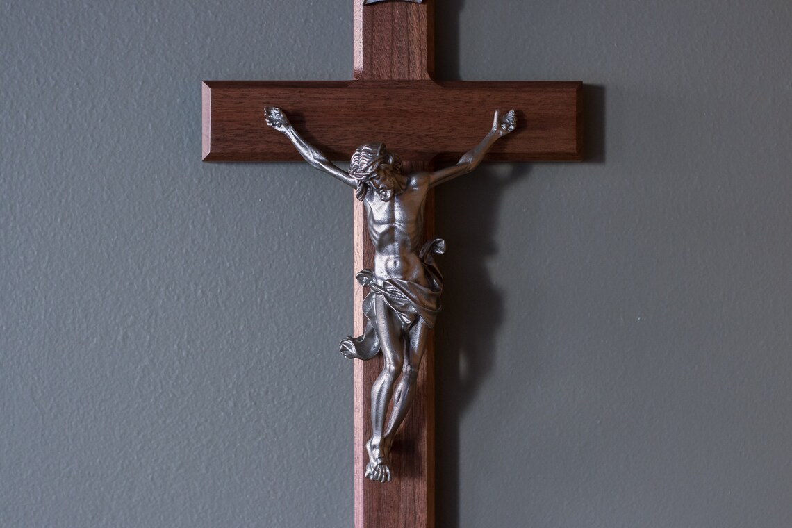 16 Large Wall Crucifix With Stainless Steel Corpus - Etsy