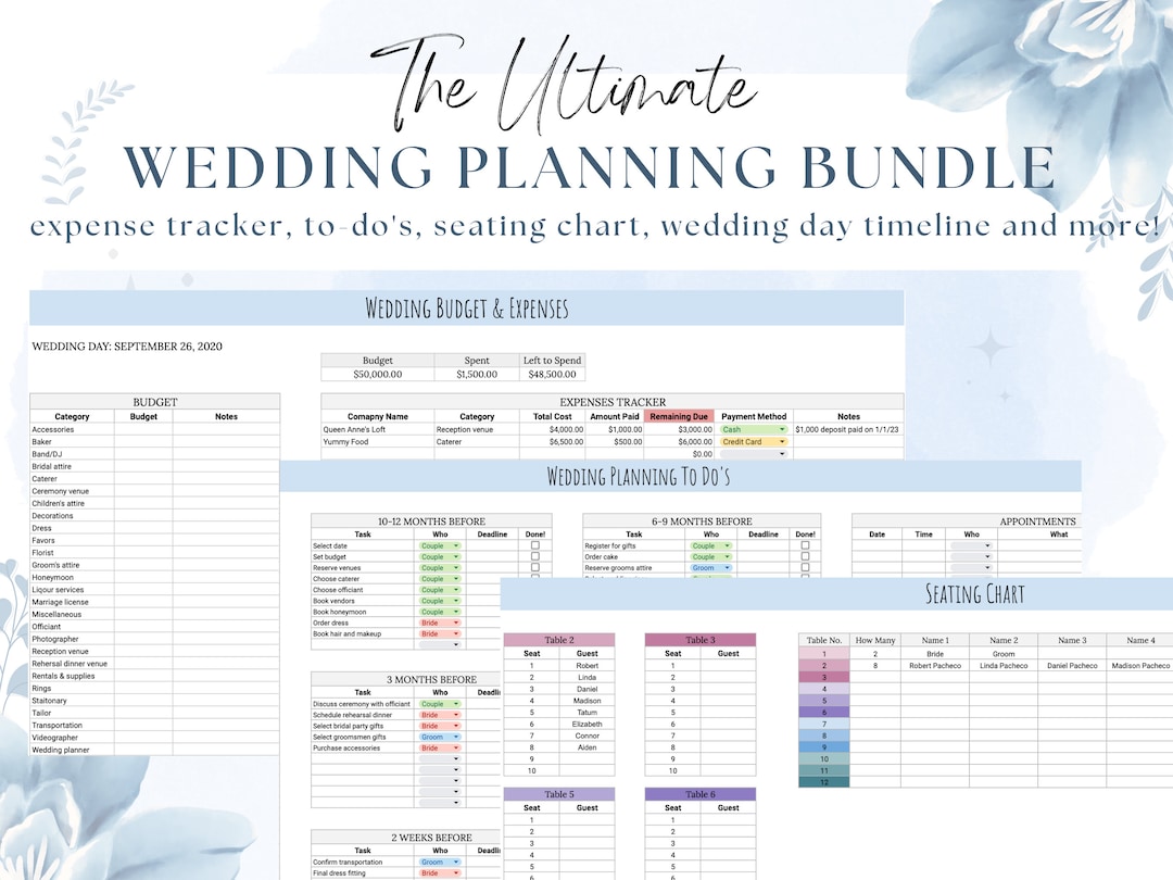 Wedding Budget Tracker | Digital Wedding Planner | Google Sheets ...