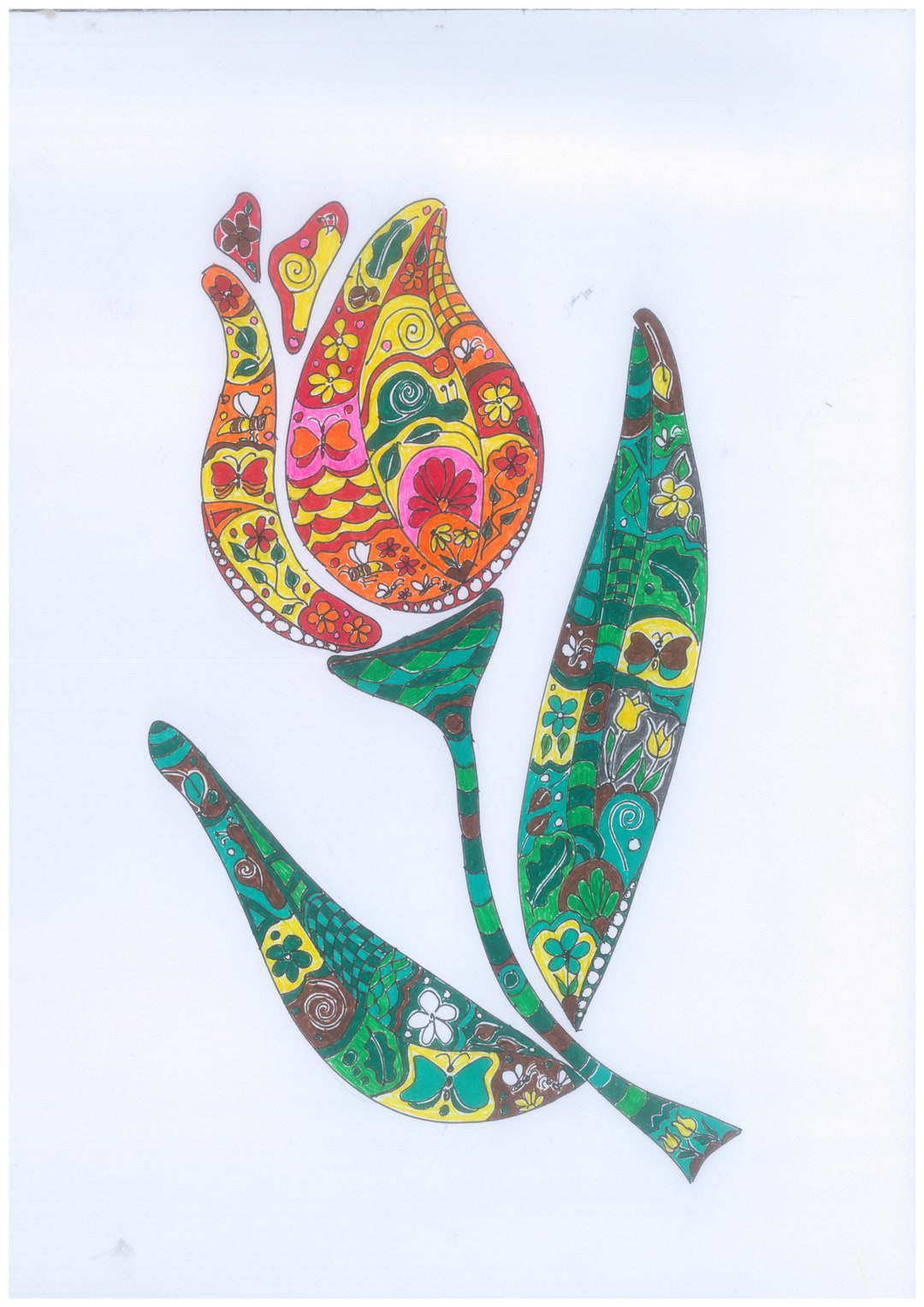 Rosebud Flower Pen & Ink Drawing - Etsy