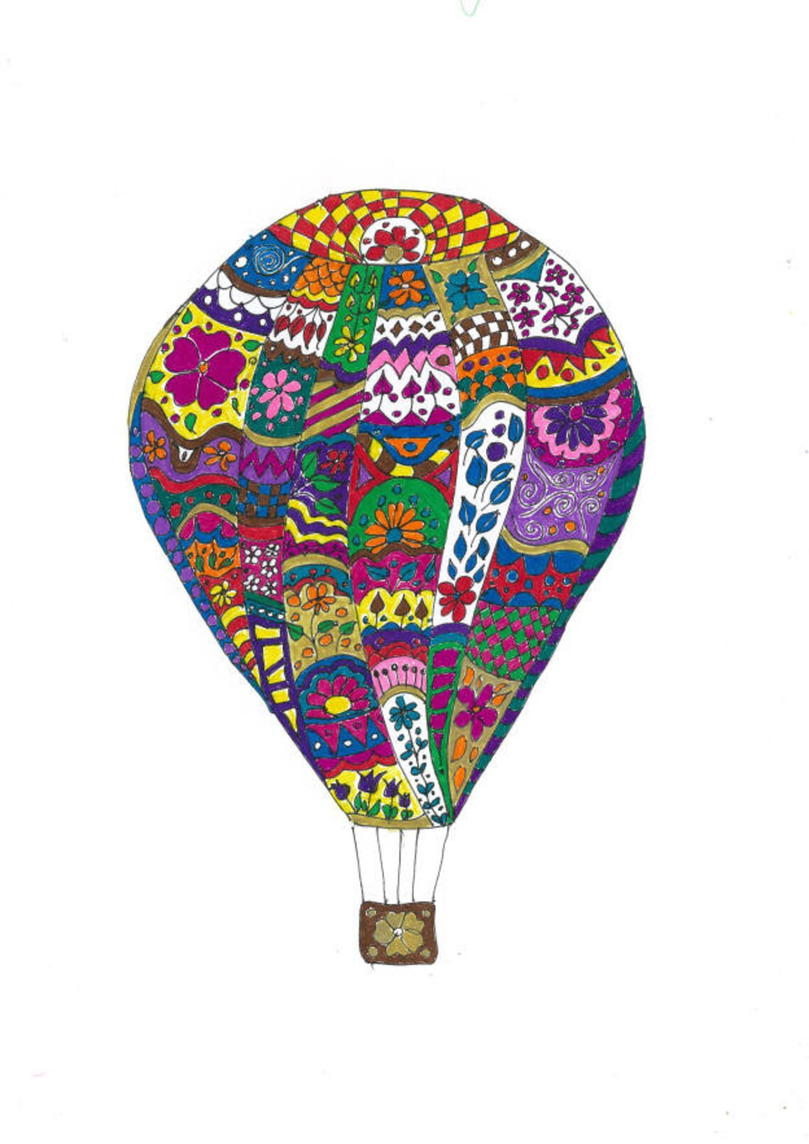 Hot Air Balloon Pen & Ink Drawing - Etsy