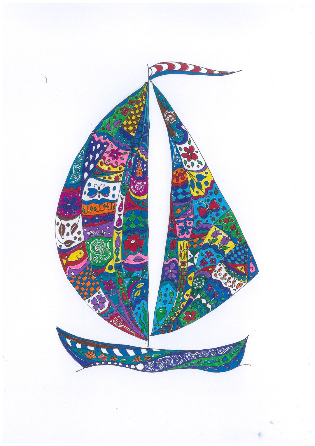 Sailboat Pen & Ink Drawing - Etsy