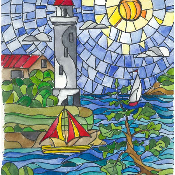 Stained Glass Art Nautical - Etsy