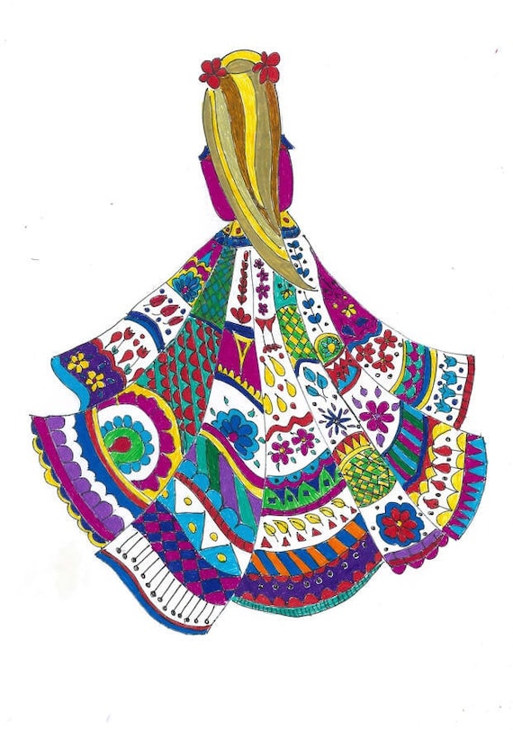 Dancing Girl Pen & Ink Drawing | Etsy