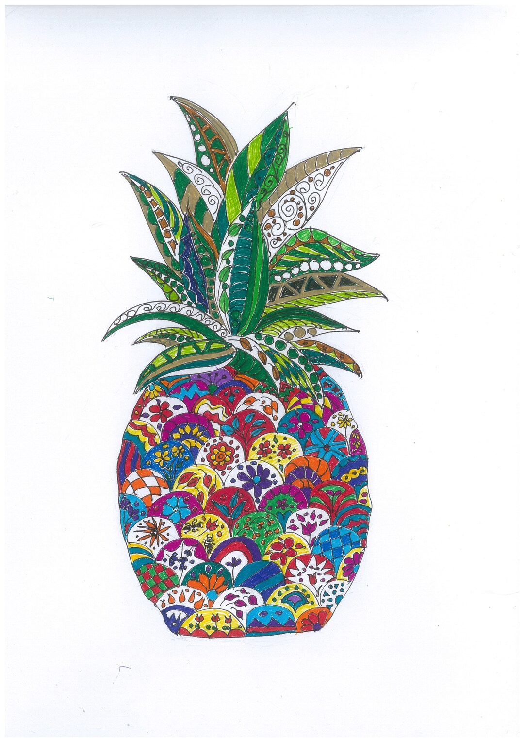 Pineapple Pen & Ink Drawing - Etsy