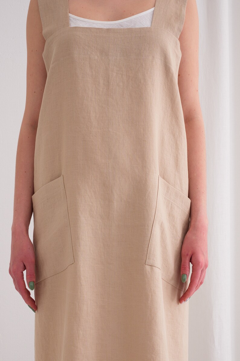 Linen Apron Japanese Style Linen Apron Cross Back Linen - Etsy