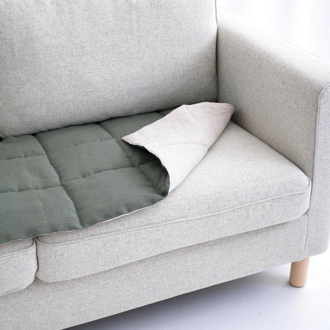 Quilted Sofa Seat Protector, Linen Couch Slipcover for Pets, Minimal ...
