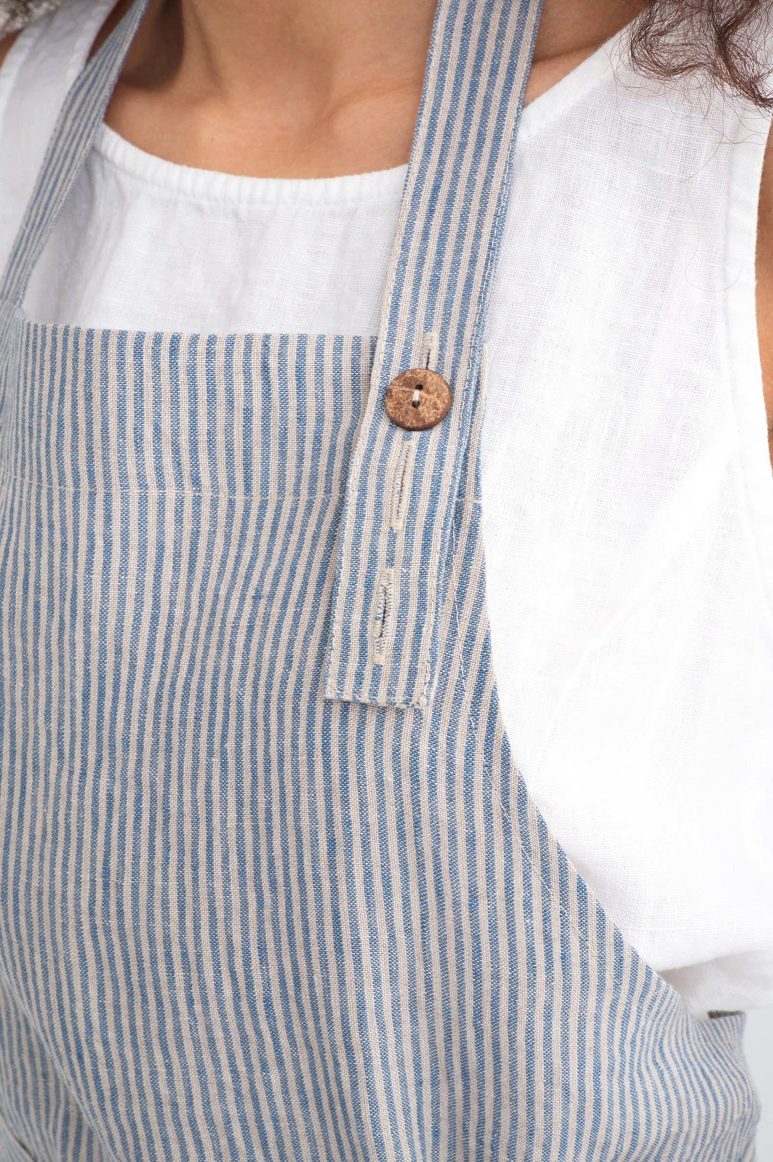 Linen Apron, Natural Striped Linen Apron, Soft Gardening Apron With ...