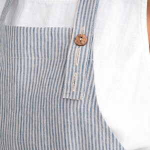 Linen Apron, Natural Striped Linen Apron, Soft Gardening Apron With ...
