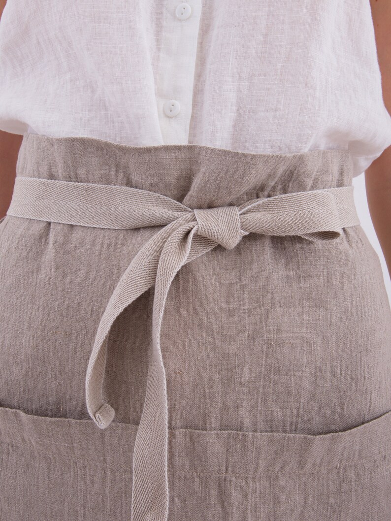 Linen Cafe Apron Linen Half Apron Linen Apron Classic Linen - Etsy