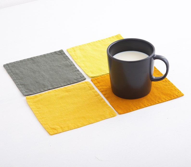 Linen Coaster Linen Wedding Coasters Stone Washed Linen - Etsy