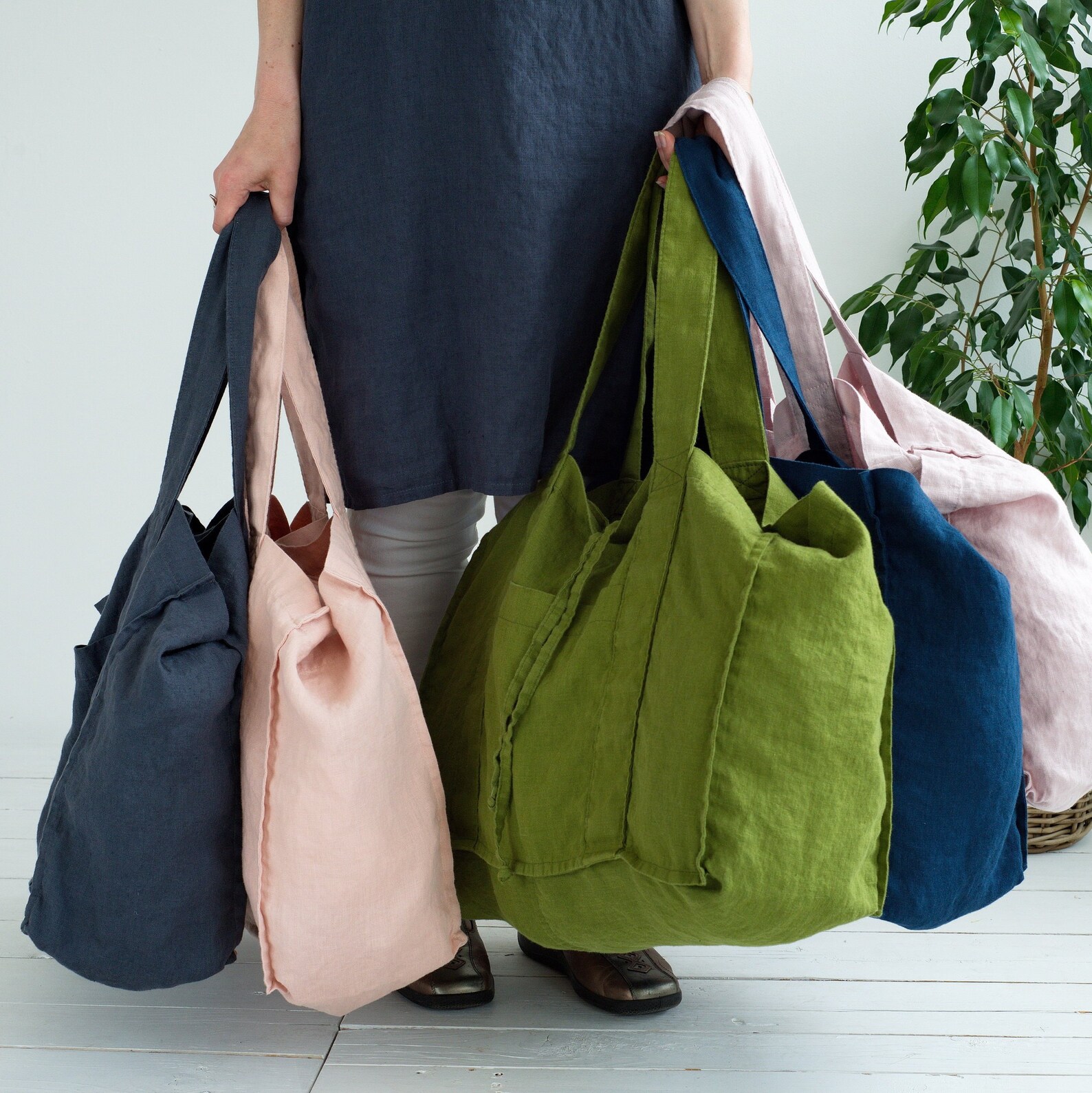 LINEN TOTE BAG Organic Tote Bag Linen Shoulder Bag Pure - Etsy