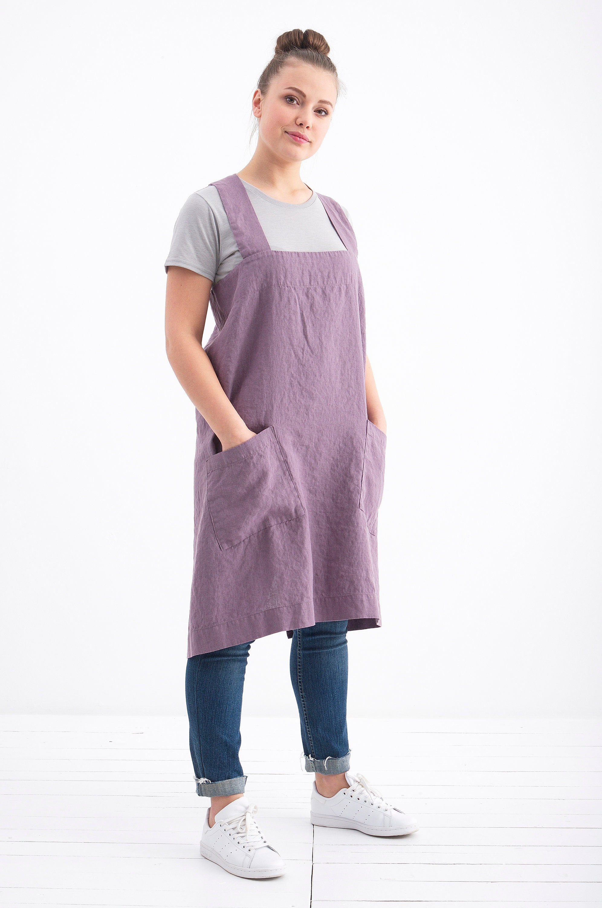 Linen Apron Japanese Style Linen Apron Cross Back Linen | Etsy