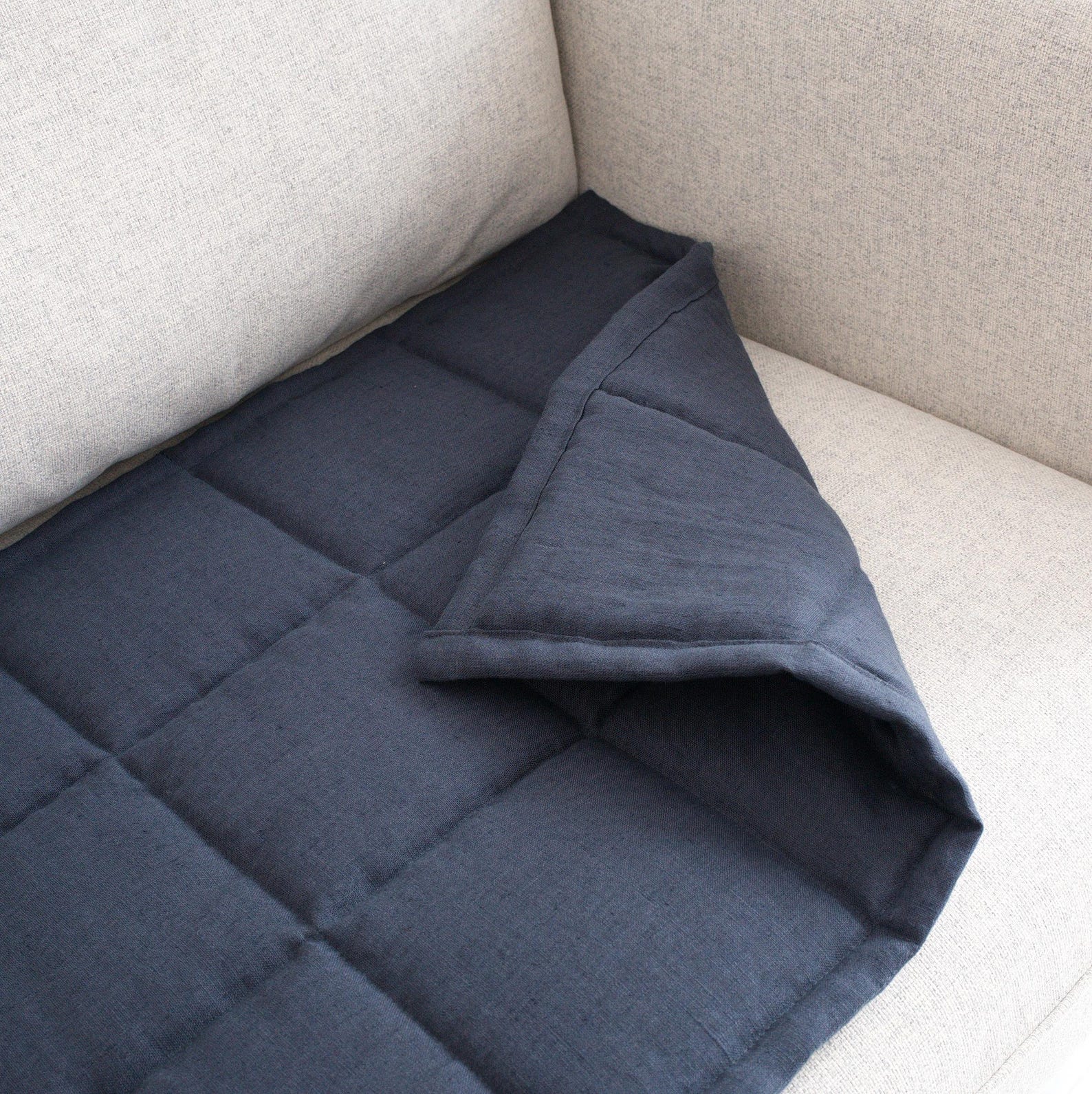 Linen Couch Slipcover for Dogs and Kids, Quilted Sofa Topper Pad, Two ...