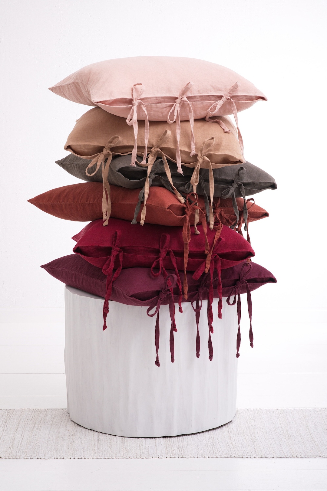 Rustic Linen Pillow Covers With Tie-string Closures - Etsy