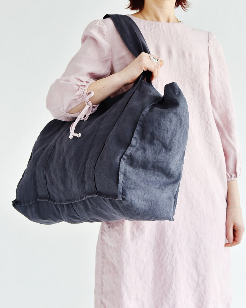 LINEN TOTE BAG Organic Tote Bag Linen Shoulder Bag Pure - Etsy