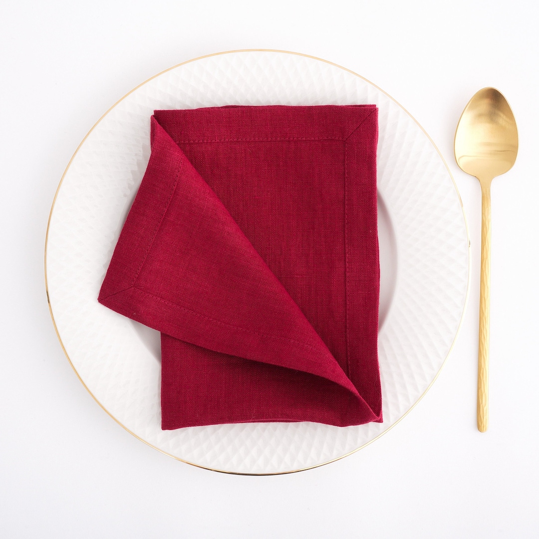 Rich, Warm Red Tones Linen Napkin - Soft and Elegant - 16x16 Inches ...