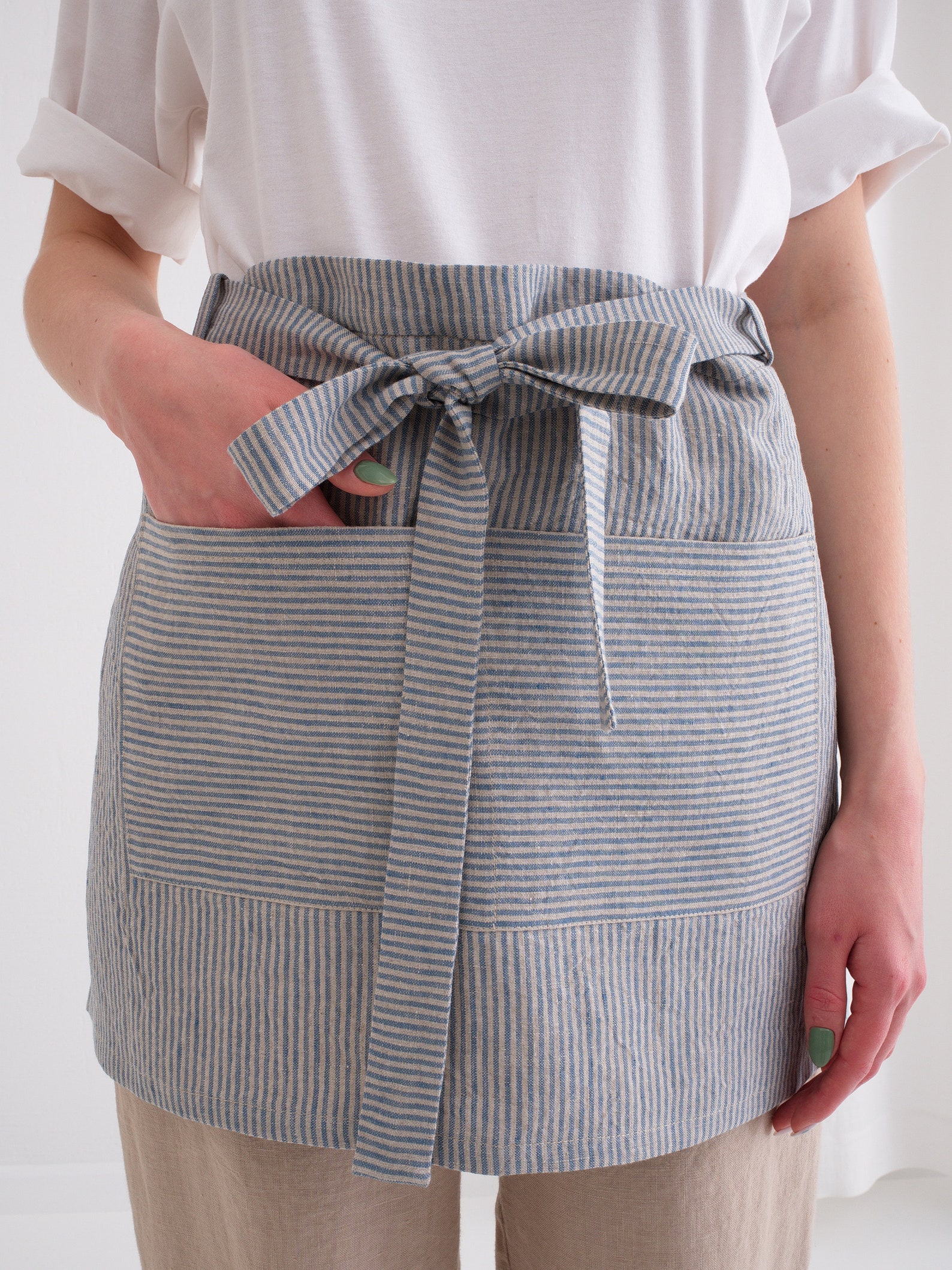 Linen Short Apron Linen Cafe Apron Linen Half Apron Custom - Etsy