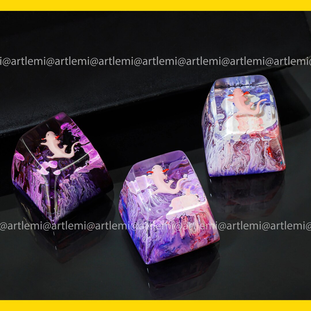 Purple Axolotl Artisan Keycap, Custom Keycap, Artisan Keycap, Cherry Mx ...
