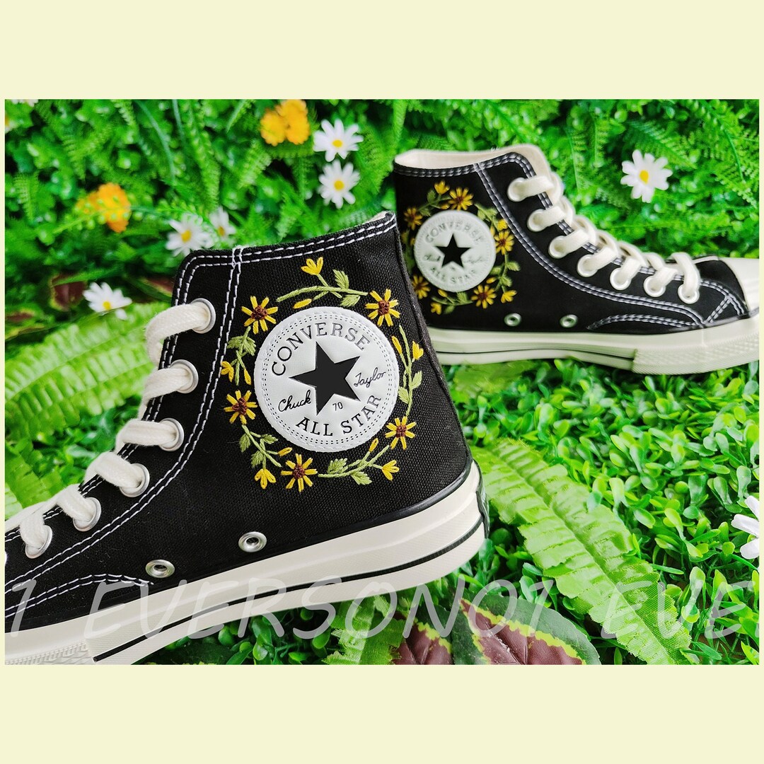 Custom Embroidery Shoes, Flower Converse Handmade, Women's Shoes ...