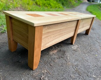 Modern Bench With Storage, Solid White Oak, Entryway Furniture, Clean ...