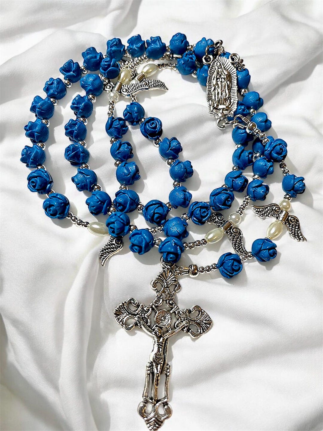 Handmade Blue Roses Rosary - Etsy
