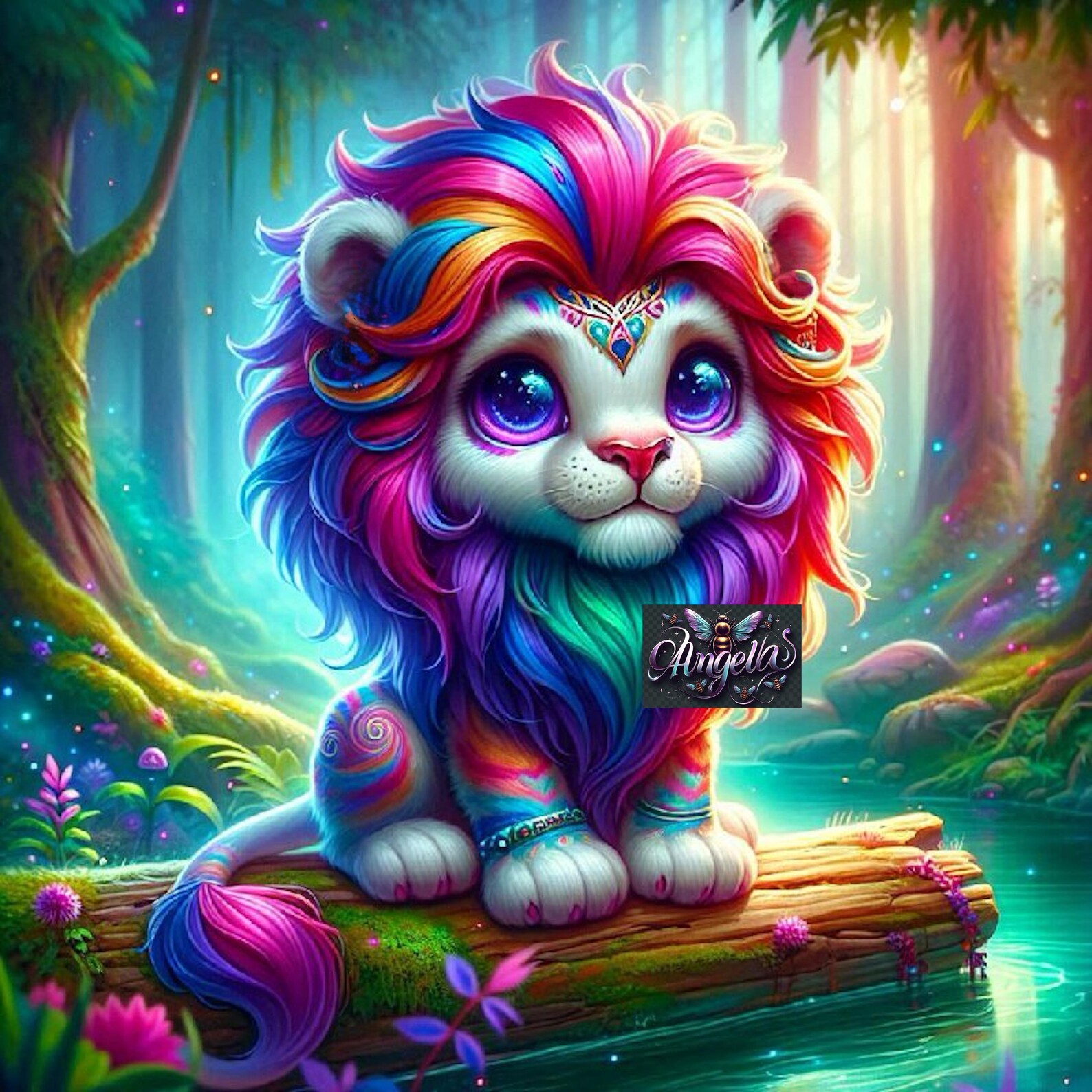 High Resolution Digital Download, Colorful Chibi Lion, 5 Images - Etsy