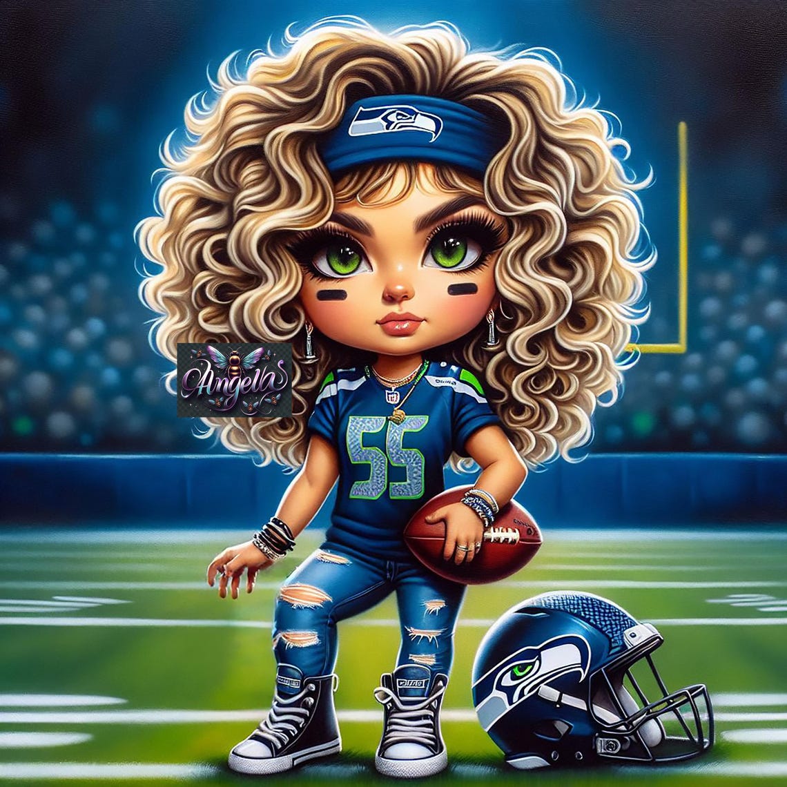 High Resolution Digital Download, 5 NFL Chibi Girls, Seahawks - Etsy
