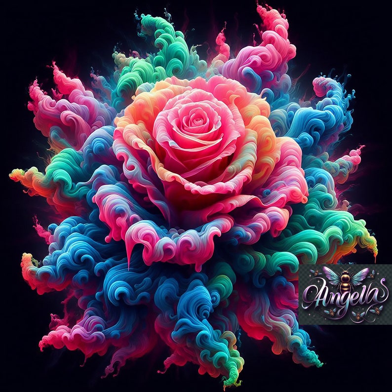 High Resolution Digital Download, Trippy Colorful Rose - Etsy