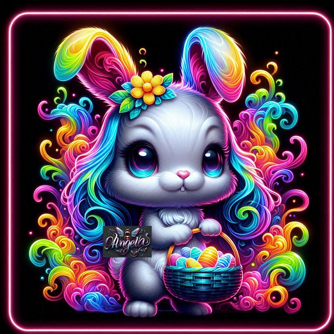 High Resolution Digital Download, Colorful Easter Bunny, 5 Images - Etsy