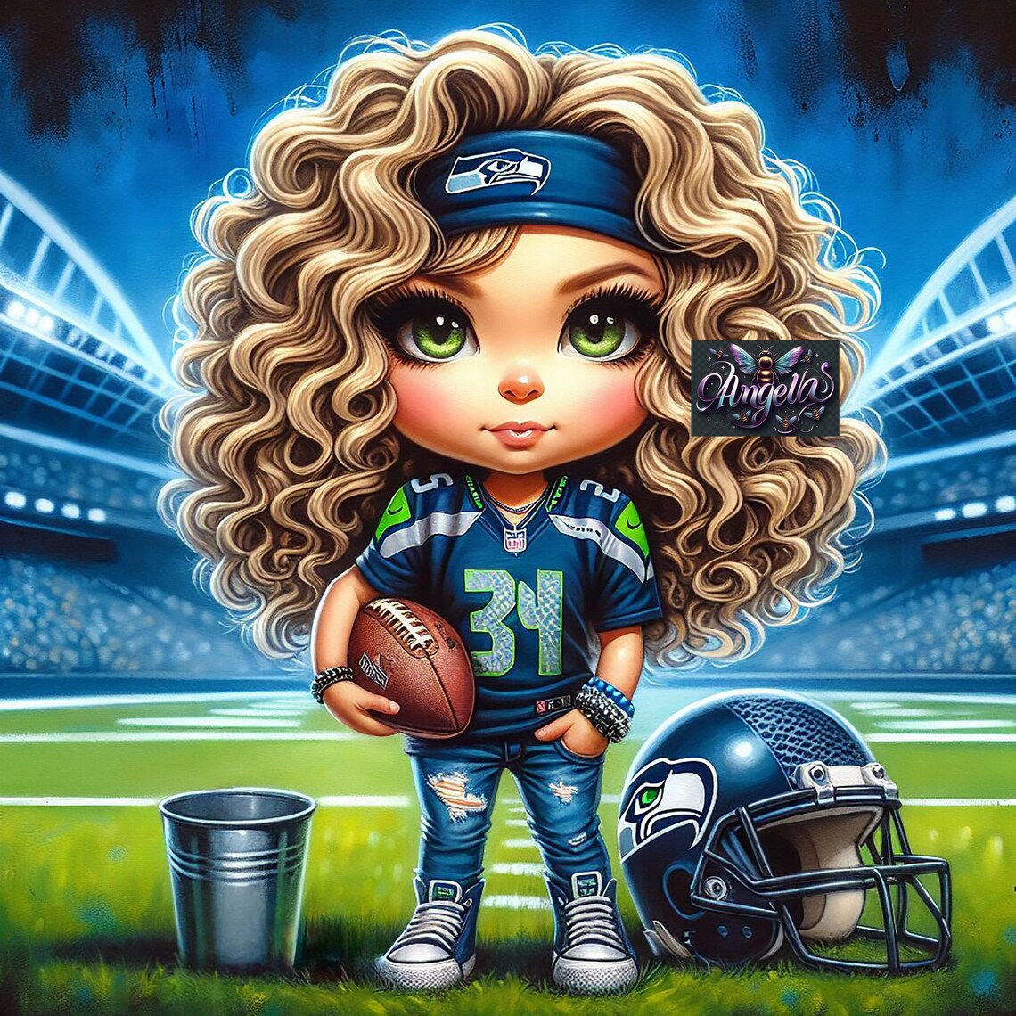 High Resolution Digital Download, 5 NFL Chibi Girls, Seahawks - Etsy