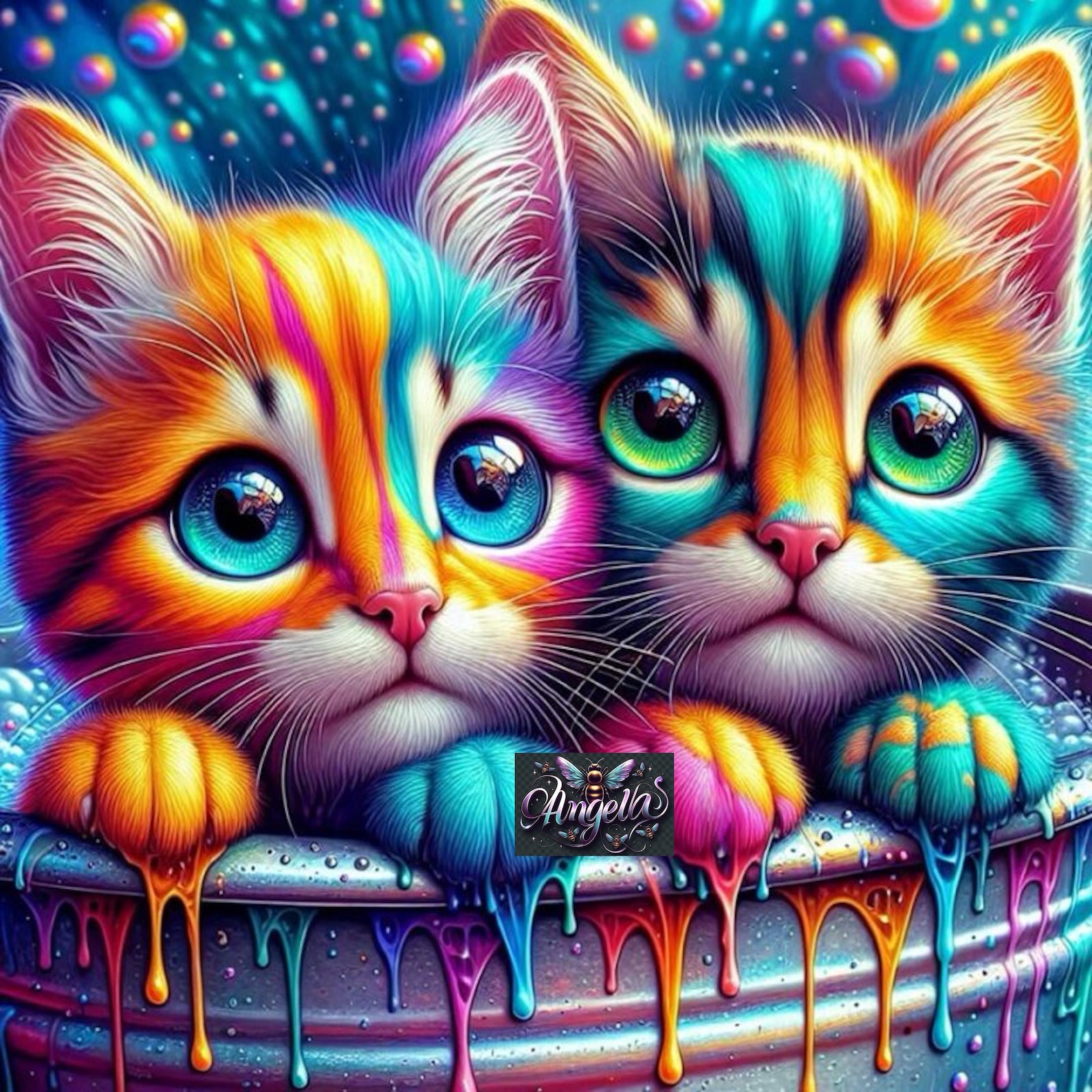 High Resolution Digital Download, Colorful Cats, 4 Images - Etsy