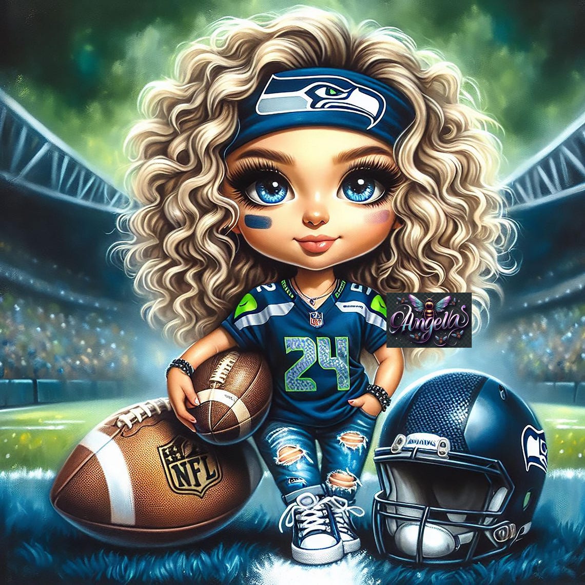 High Resolution Digital Download, 5 NFL Chibi Girls, Seahawks - Etsy
