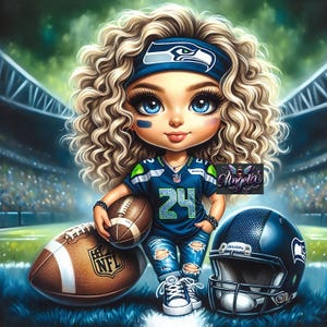 High Resolution Digital Download, 5 NFL Chibi Girls, Seahawks - Etsy