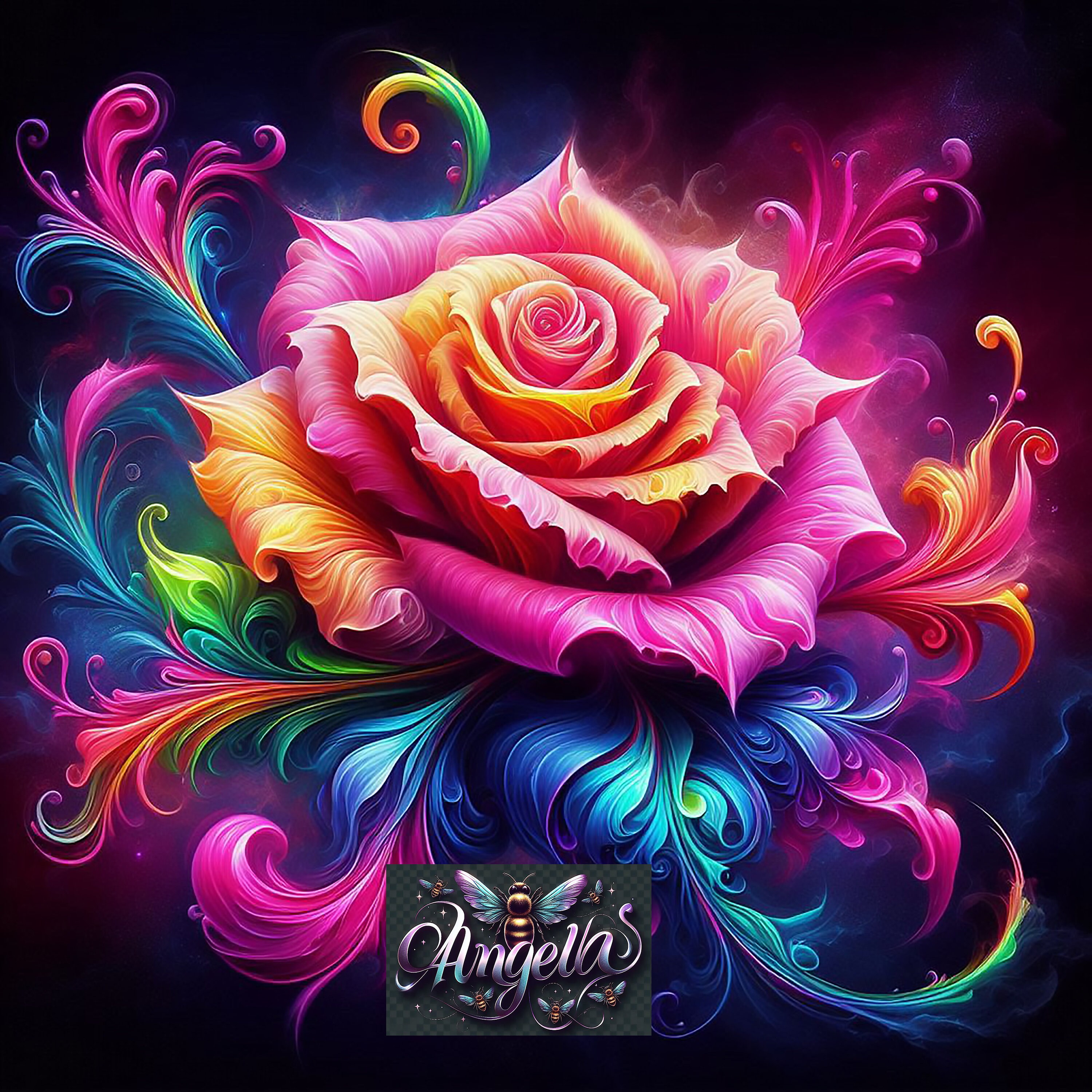 High Resolution Digital Download, Trippy Colorful Rose - Etsy