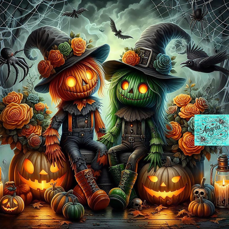 High Resolution Digital Download, Halloween Scarecrow Couple, 5 PNG - Etsy
