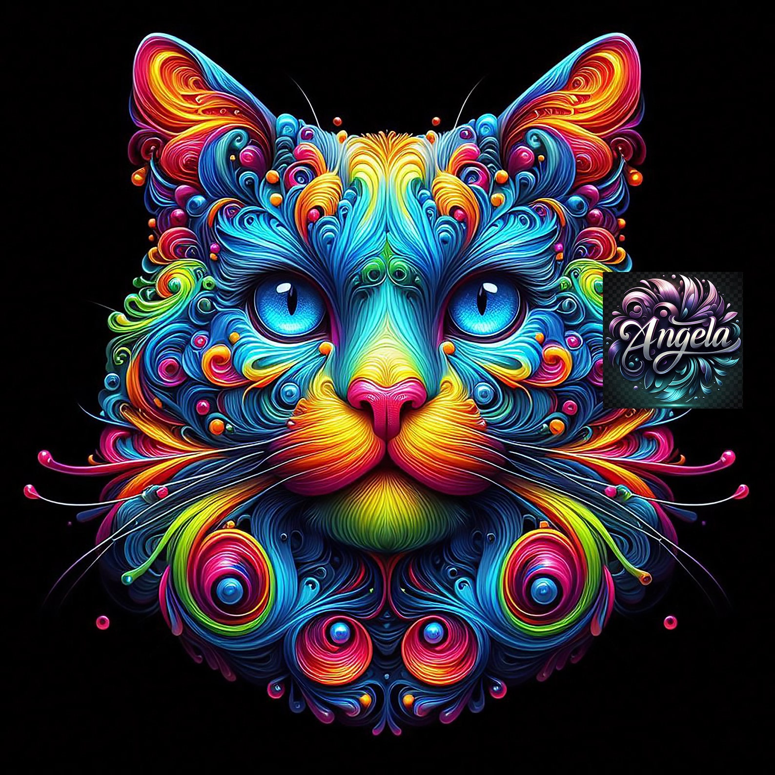 High Resolution Digital Download, Colorful Cat Art - Etsy