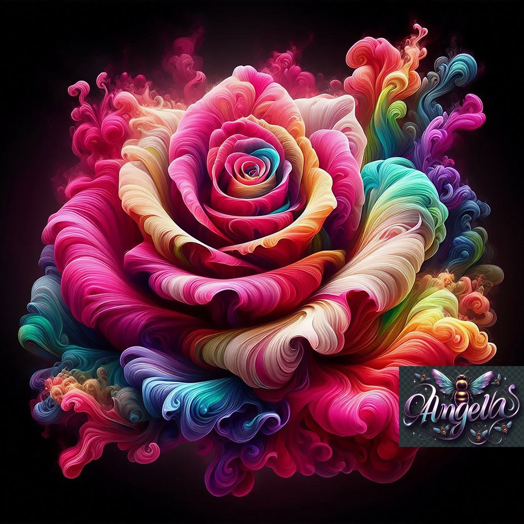 High Resolution Digital Download, Trippy Colorful Rose - Etsy