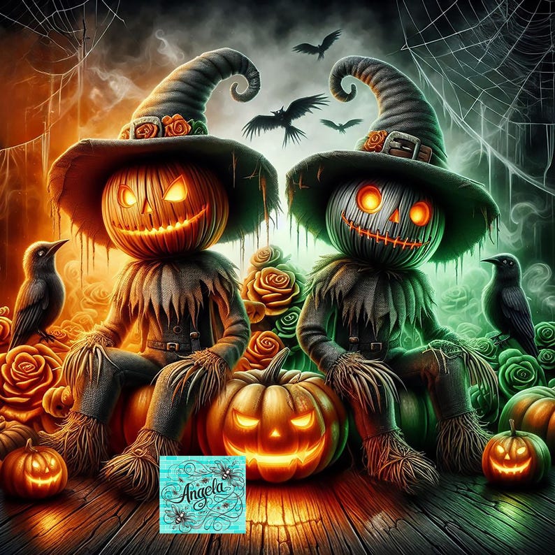 High Resolution Digital Download, Halloween Scarecrow Couple, 5 PNG - Etsy