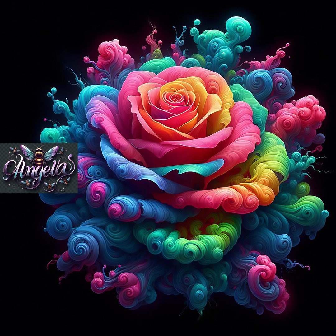 High Resolution Digital Download, Trippy Colorful Rose - Etsy