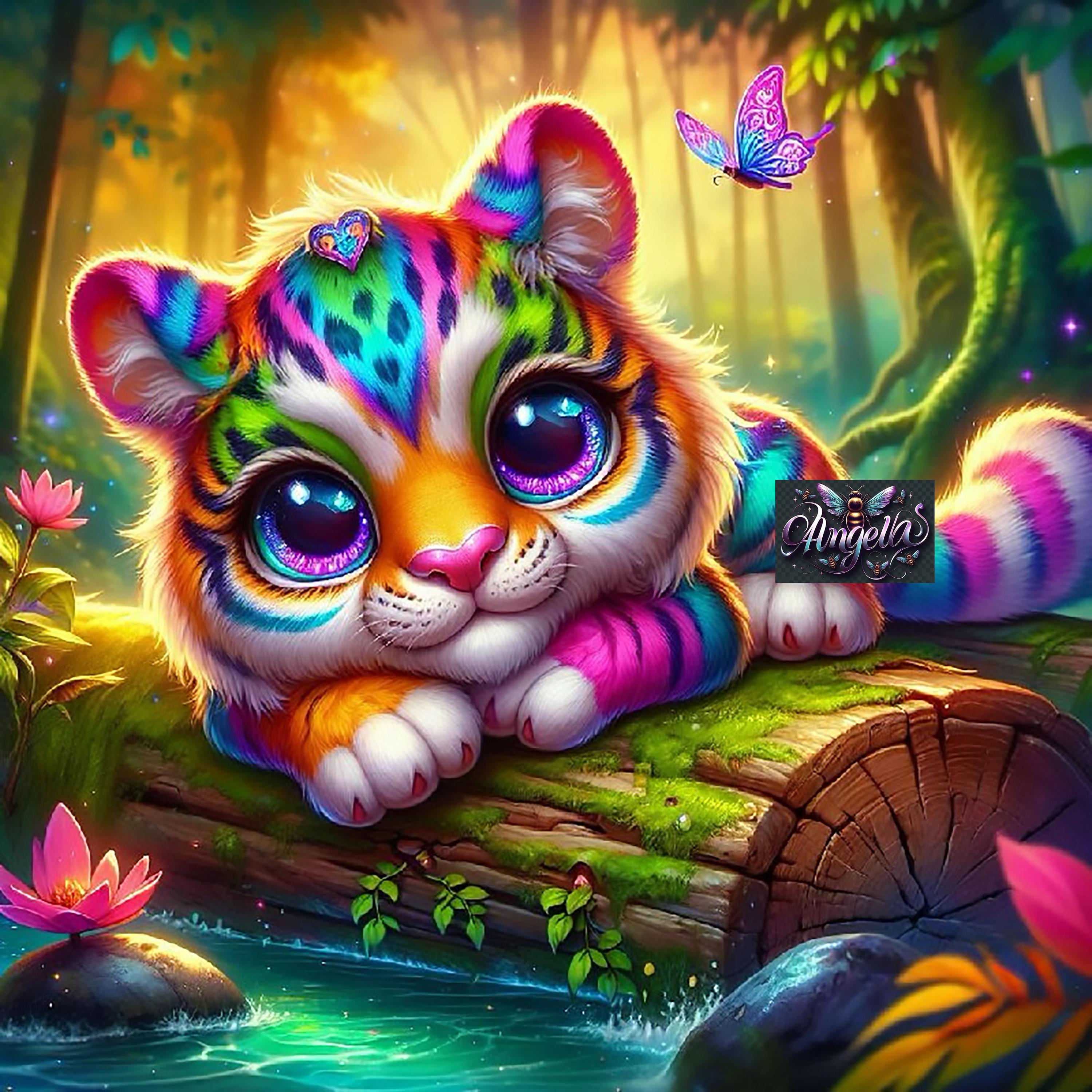 High Resolution Digital Download, Colorful Chibi Tiger, 3 Images - Etsy