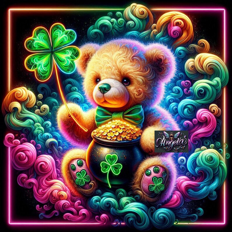 High Resolution Digital Download, Colorful St Patricks Day Bears, 5 ...